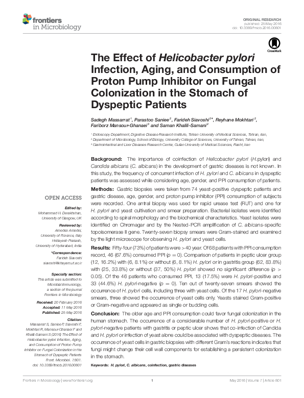 (PDF) The Effect of Helicobacter pylori Infection, Aging, and ...