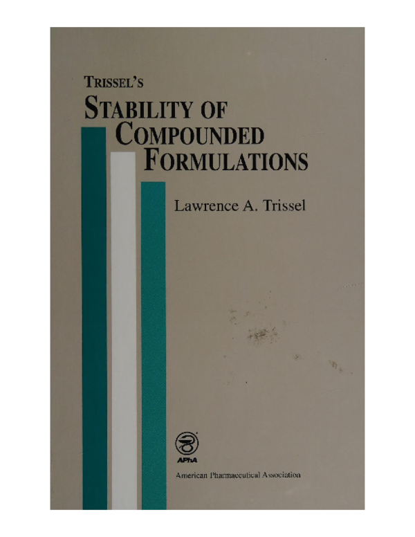 (PDF) Trissel's stability of compounded formulations Trissel, Lawrence A