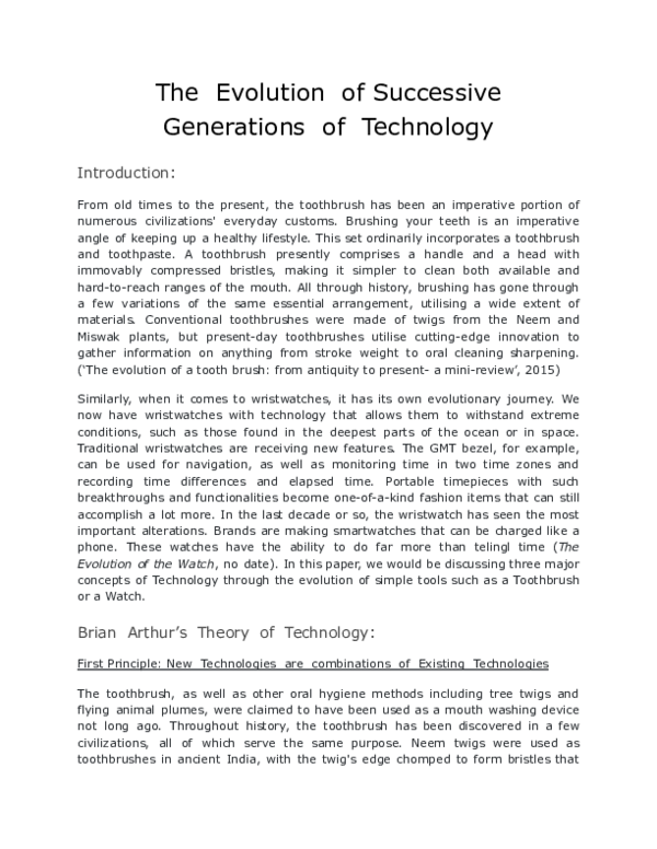 (PDF) The Evolution of Successive Generations of Technology