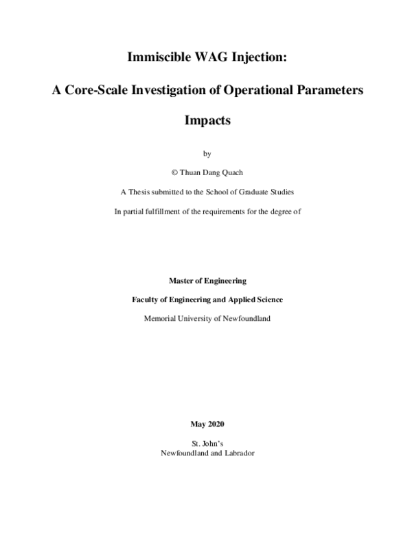 (PDF) Immiscible WAG injection: a core-scale investigation of ...