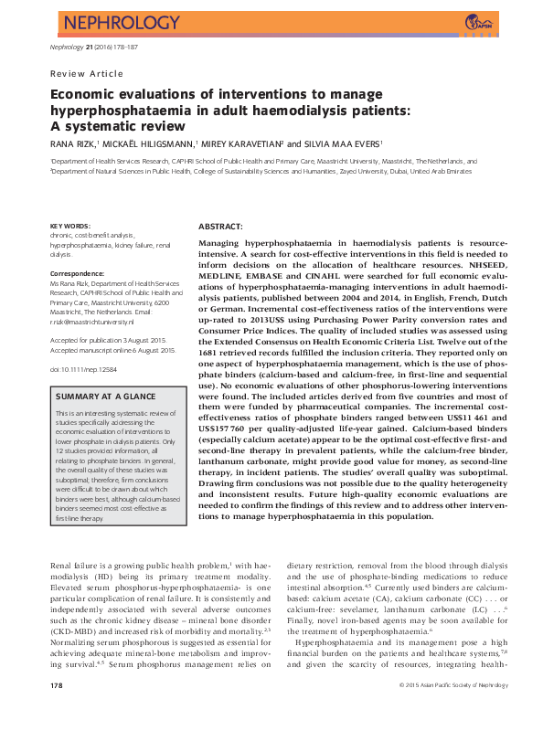 (PDF) Economic Evaluations of Interventions to Manage ...