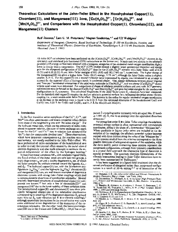 (PDF) Theoretical calculations of the Jahn-Teller effect in the ...