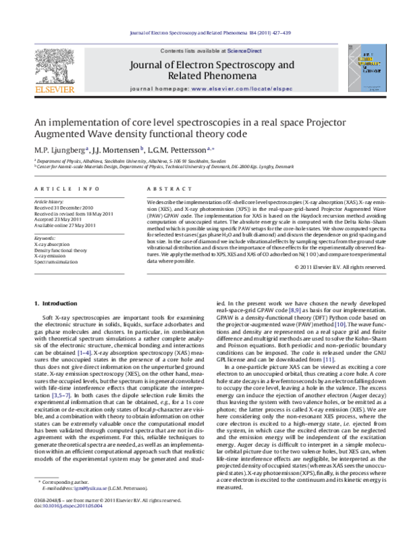 (PDF) An implementation of core level spectroscopies in a real space Projector Augmented Wave ...