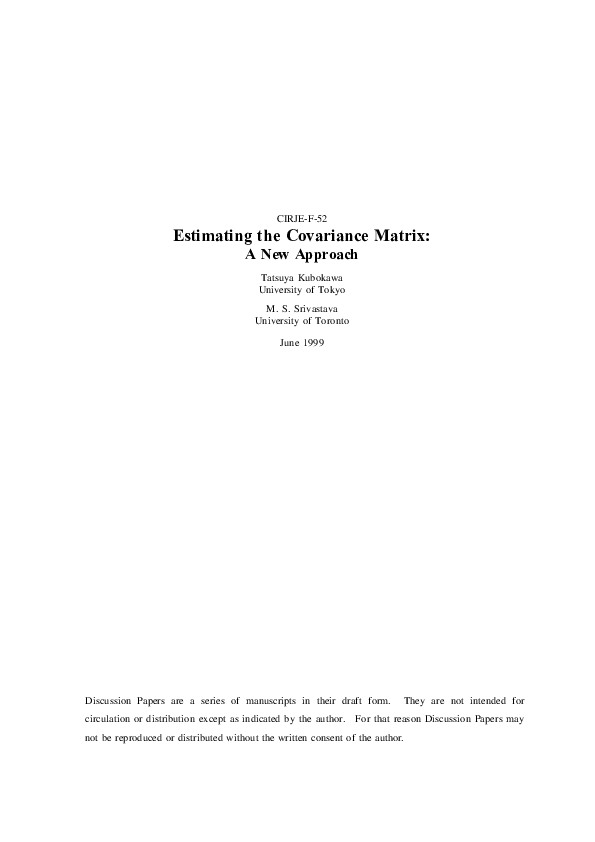 (PDF) Estimating the covariance matrix: a new approach