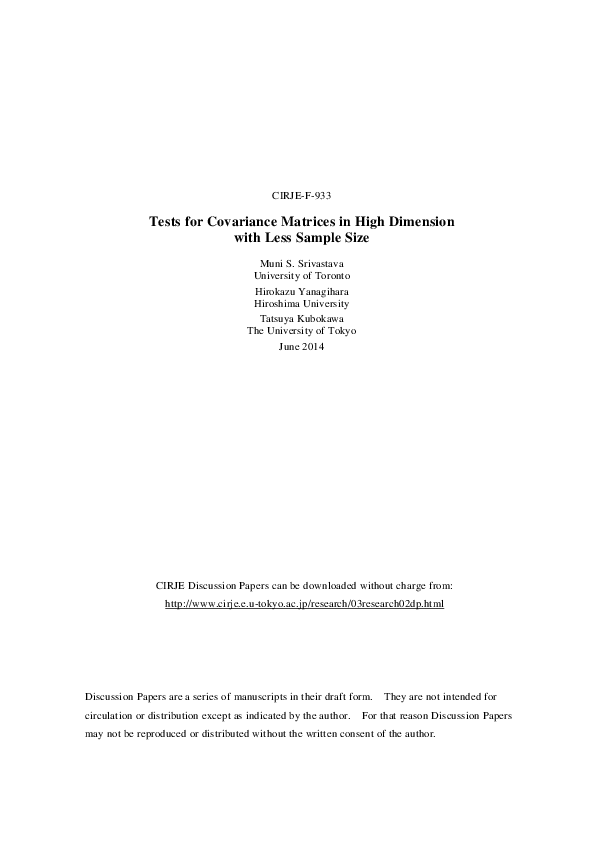 Pdf Tests For Covariance Matrices In High Dimension With Less Sample Size