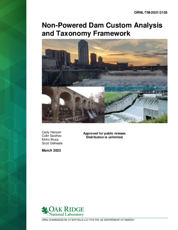 (PDF) Non-Powered Dam Custom Analysis and Taxonomy (NPDamCAT) Framework