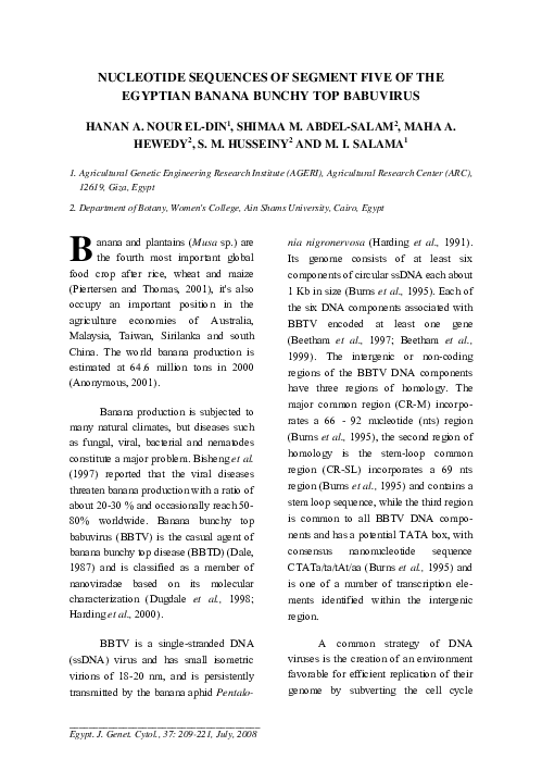 (PDF) Nucleotide Sequences of Segment Five of the Egyptian Banana ...