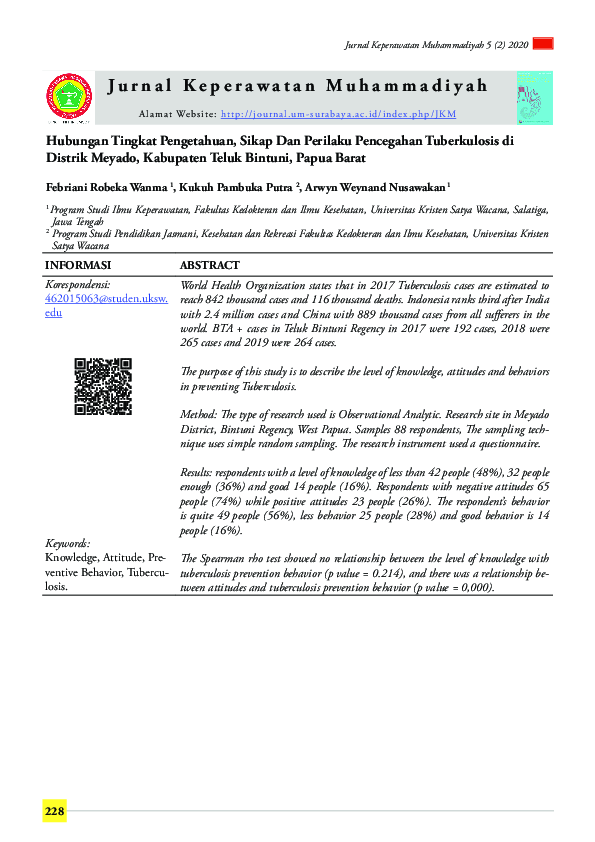(PDF) Hubungan Tingkat Pengetahuan, Sikap Dan Perilaku Pencegahan ...