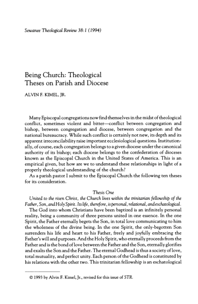 (PDF) Being Church: Theological Theses on Parish and Diocese