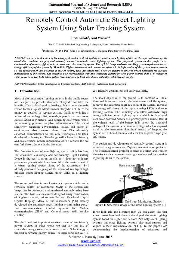 (PDF) Remotely Control Automatic Street Lighting System Using Solar ...