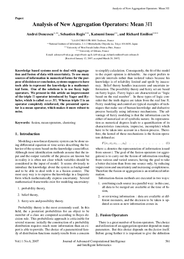 (PDF) Analysis of New Aggregation Operators: Mean 3Π
