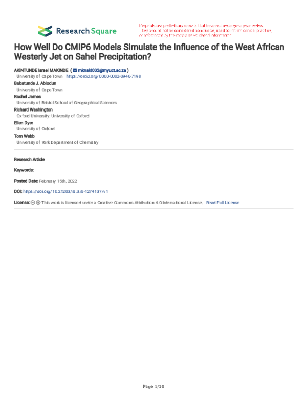 (PDF) How Well Do CMIP6 Models Simulate the Influence of the West ...