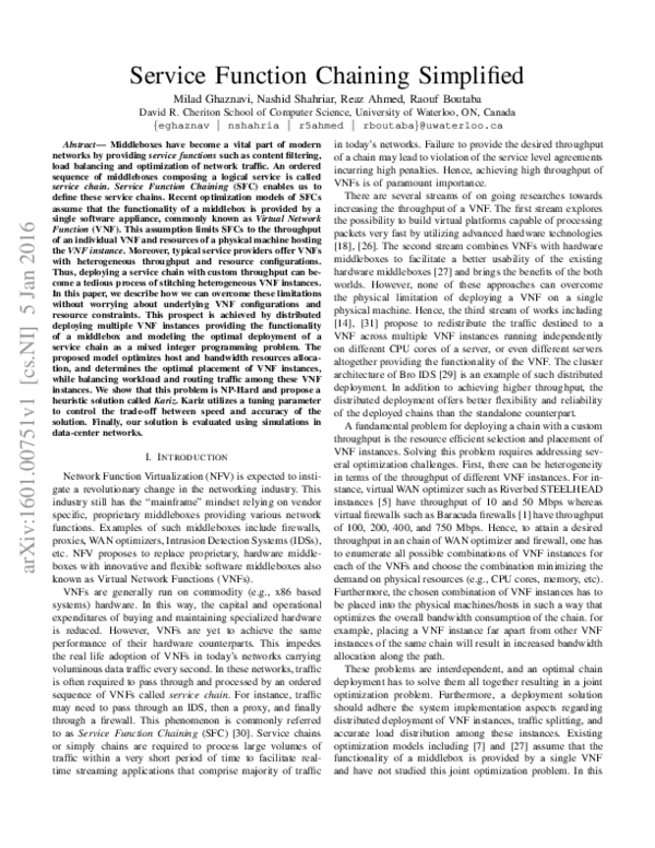 (PDF) Service Function Chaining Simplified