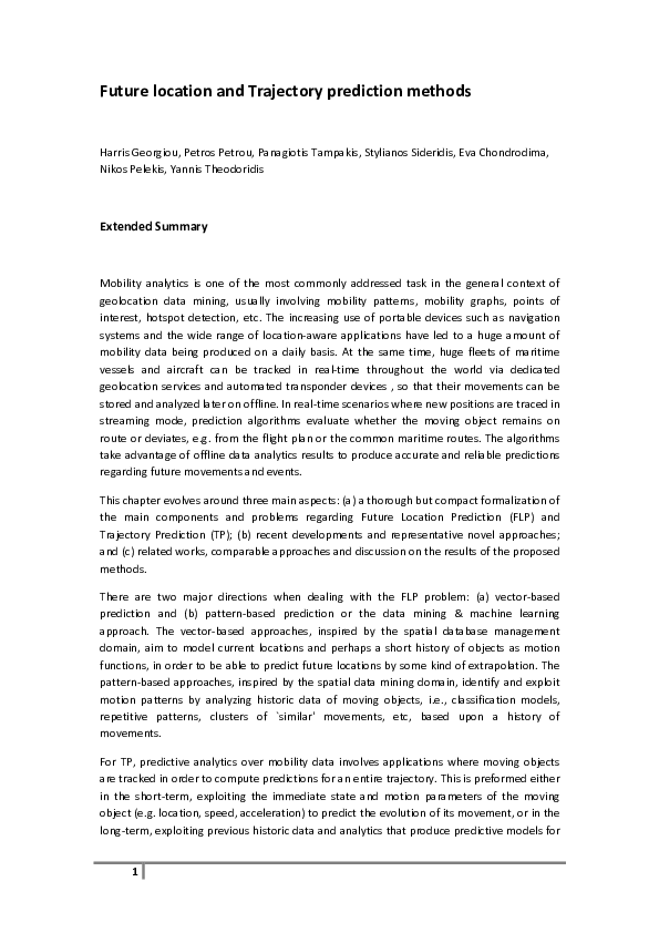 (PDF) Future location and Trajectory prediction methods