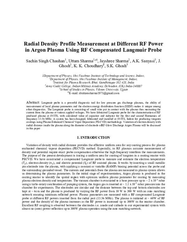 (PDF) Radial density profile measurement at different RF power in Argon ...