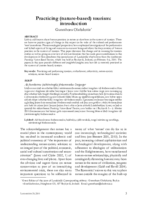 (PDF) Practicing (nature-based) tourism: Introduction