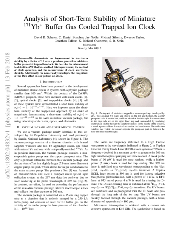 (PDF) Analysis of Short-Term Stability of Miniature 171Yb+ Buffer Gas ...