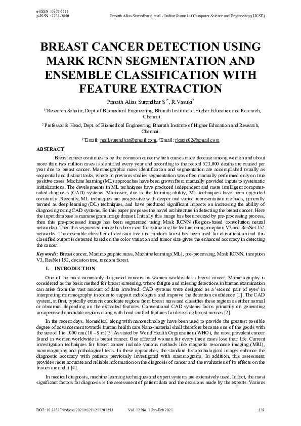 (PDF) Breast Cancer Detection Using Mark RCNN Segmentation and Ensemble ...