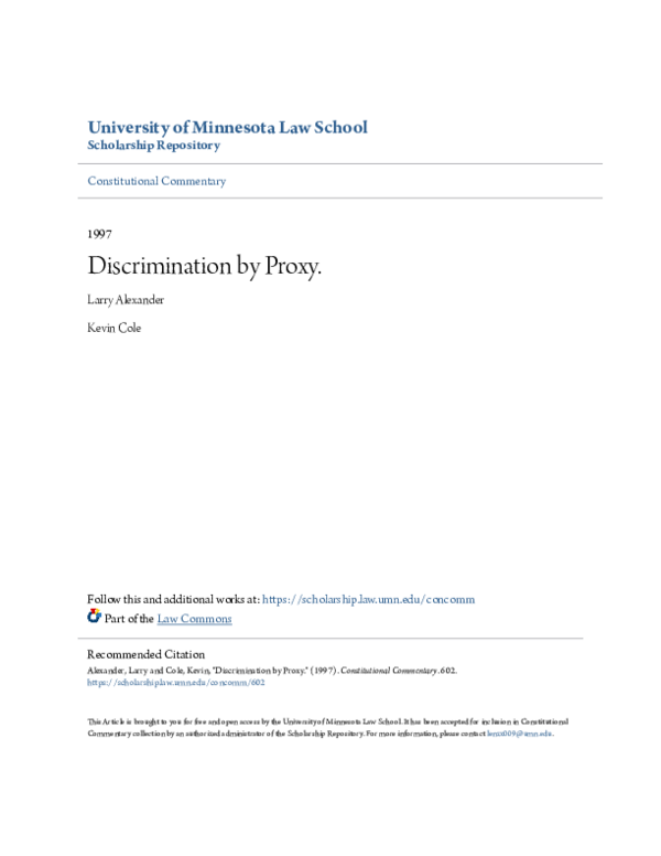 (PDF) Discrimination by Proxy