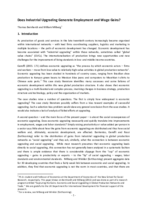 (PDF) Does Industrial Upgrading Generate Employment and Wage Gains?