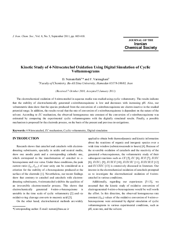 (PDF) Kinetic study of 4-nitrocatechol oxidation using digital ...