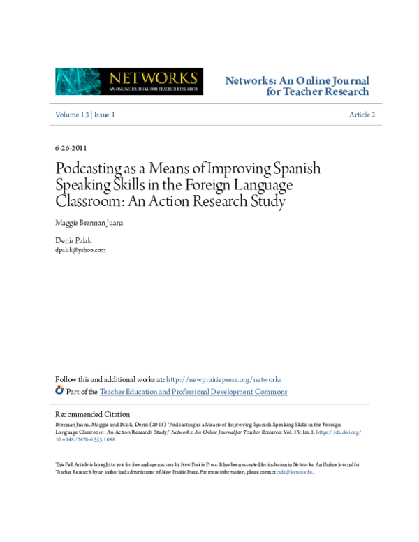 (PDF) Podcasting as a Means of Improving Spanish Speaking Skills in the ...