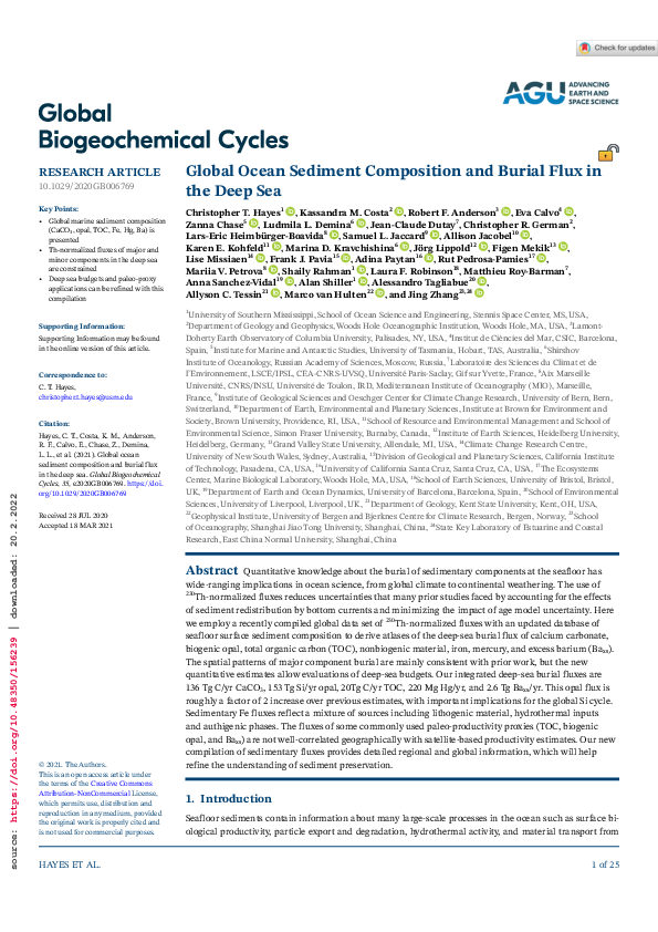 (PDF) Global Ocean Sediment Composition and Burial Flux in the Deep Sea