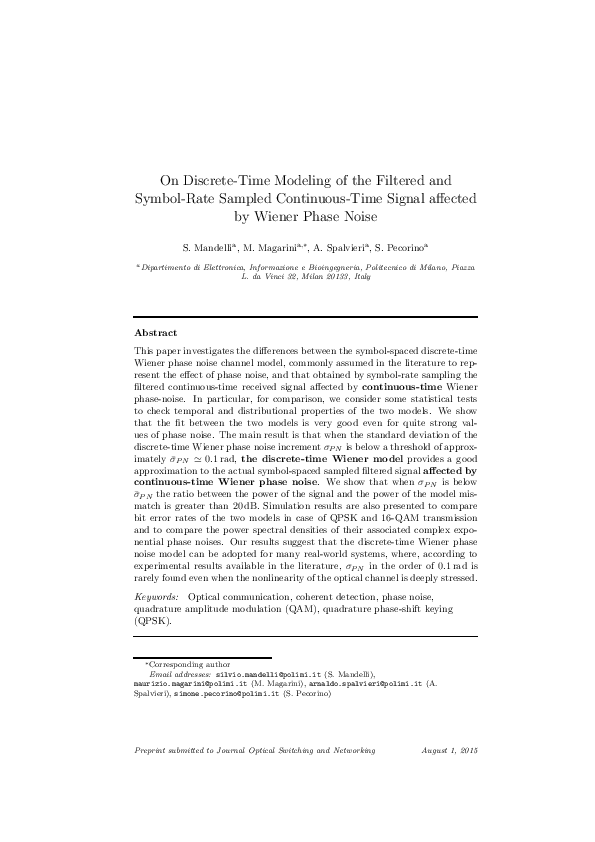 Pdf On Discrete Time Modeling Of The Filtered And Symbol Rate Sampled Continuous Time Signal