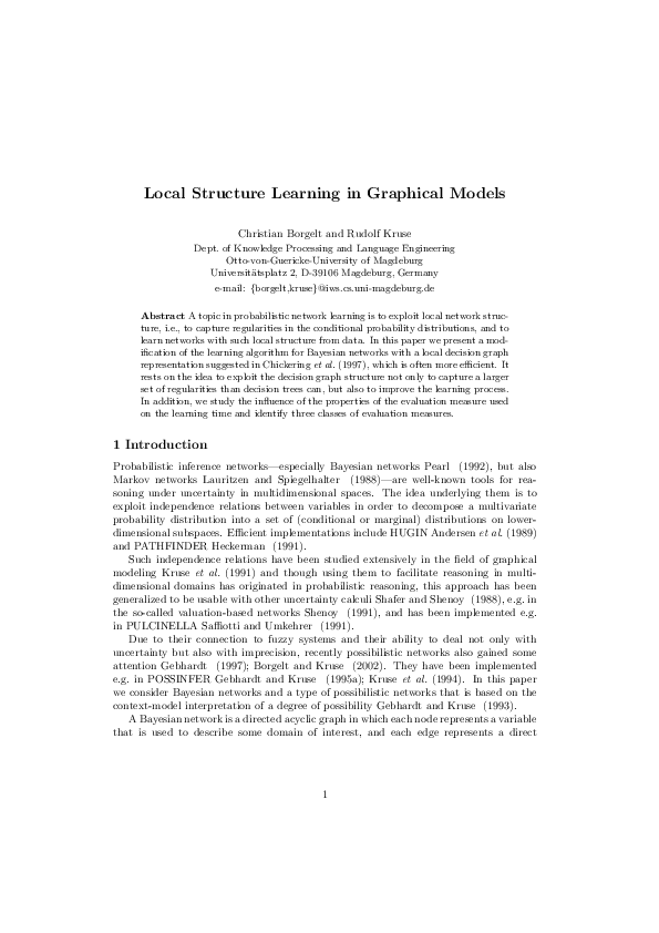 (PDF) Local Structure Learning in Graphical Models