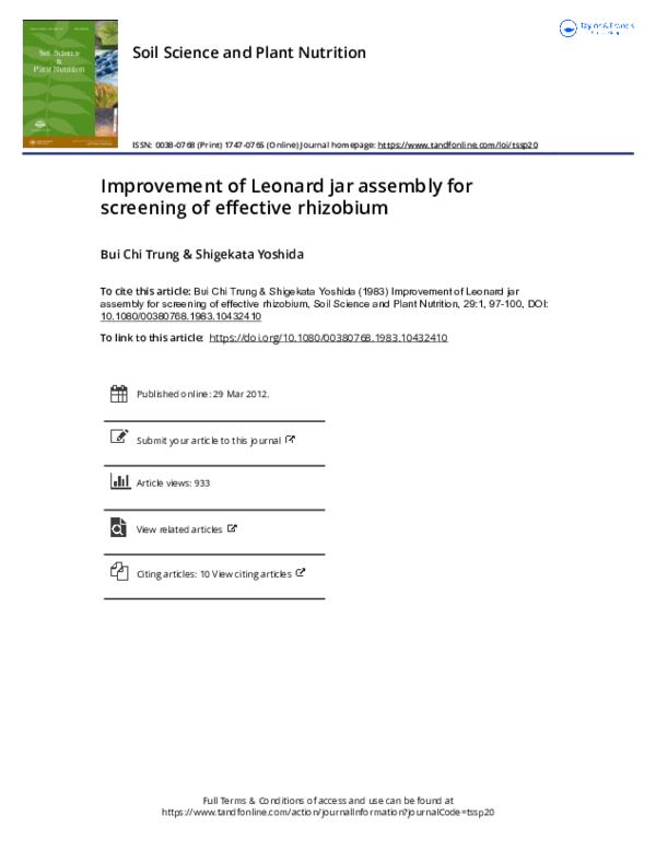 (PDF) Improvement of Leonard jar assembly for screening of effective ...