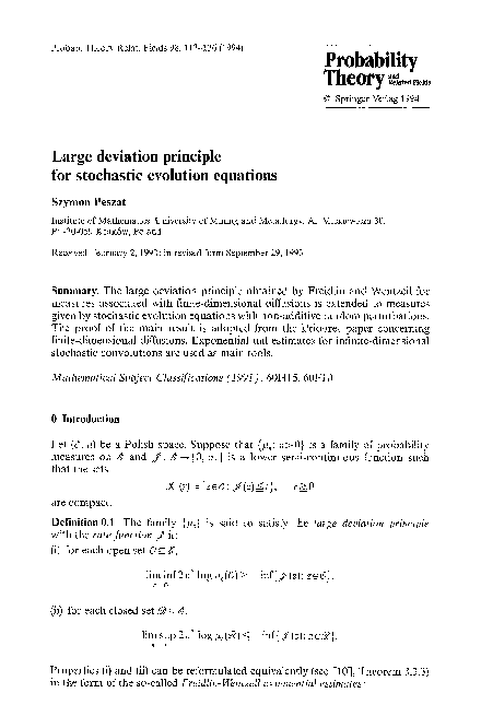Pdf Large Deviation Principle For Stochastic Evolution Equations