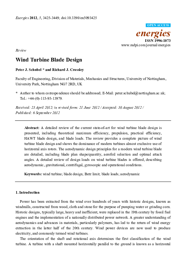 (PDF) Wind Turbine Blade Design