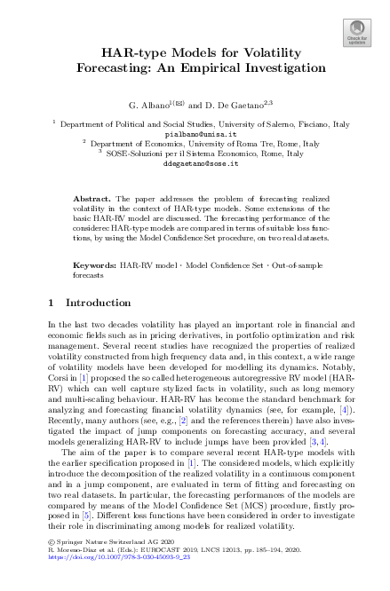 (PDF) HAR-type Models for Volatility Forecasting: An Empirical Investigation