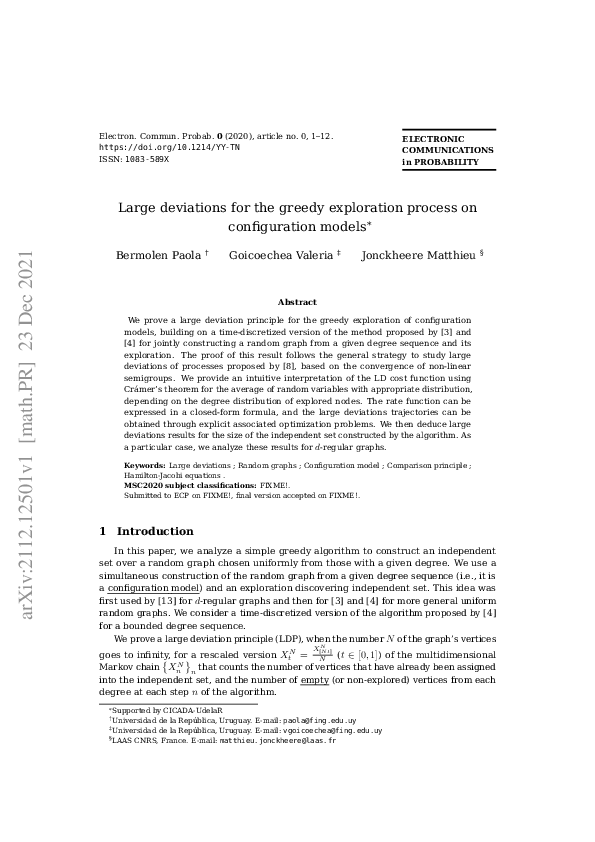 Pdf Large Deviations For The Greedy Exploration Process On Configuration Models