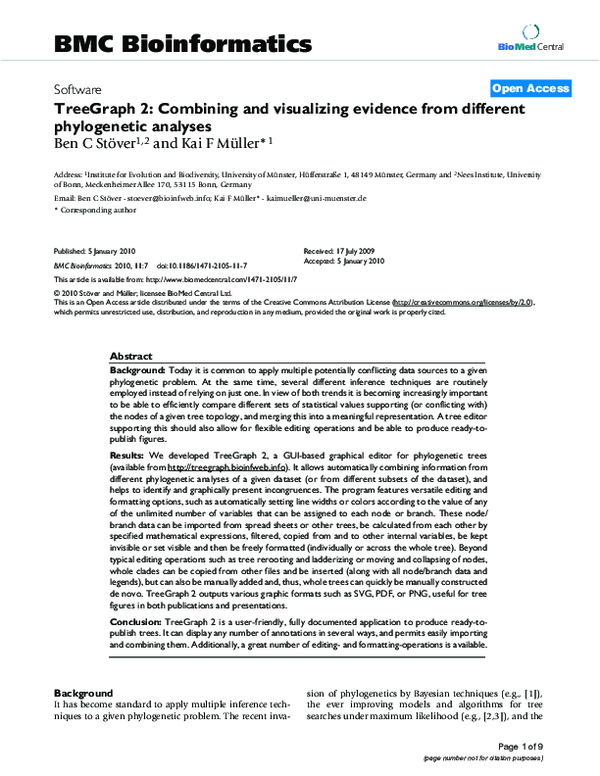 (PDF) TreeGraph 2: Combining and visualizing evidence from different ...