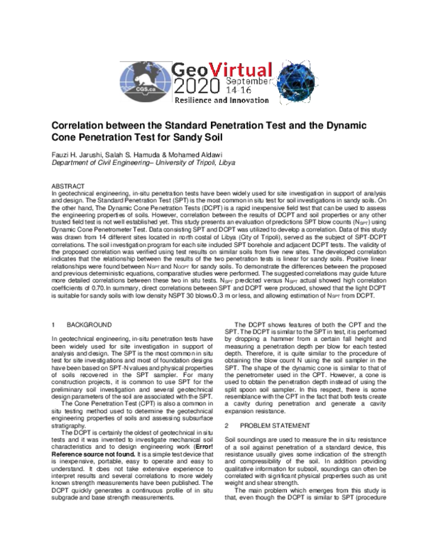 (PDF) Correlation Between The Standard Penetration Test and The Dynamic ...