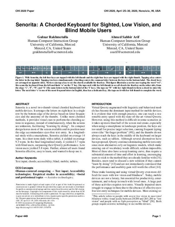 (PDF) Senorita: A Chorded Keyboard for Sighted, Low Vision, and Blind ...