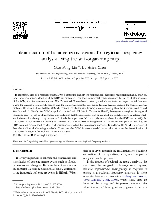 (PDF) Identification of homogeneous regions for regional frequency ...