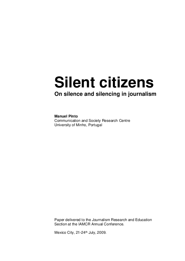 (PDF) Silent citizens: on silence and silencing in journalism