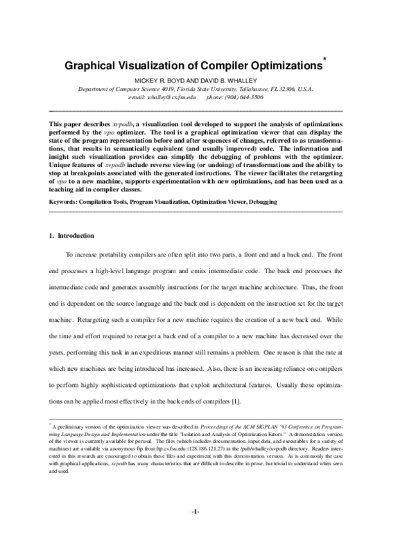 (PDF) Graphical visualization of compiler optimizations
