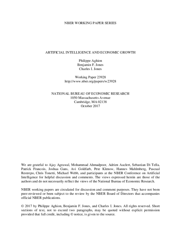 (PDF) Artificial Intelligence and Economic Growth