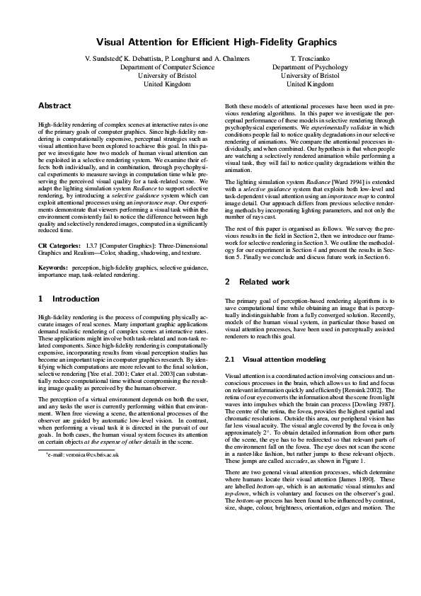 (PDF) Visual attention for efficient high-fidelity graphics