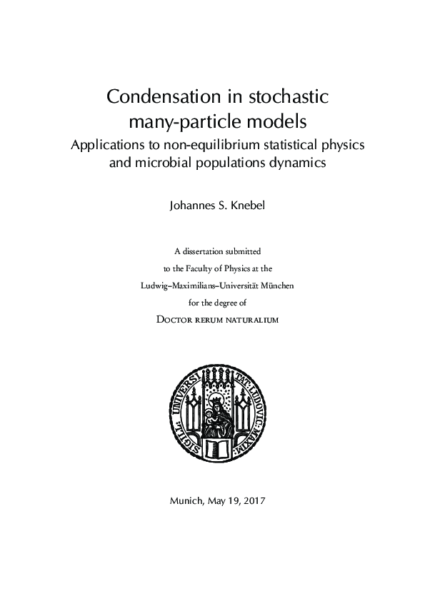 (PDF) Condensation in stochastic many-particle models