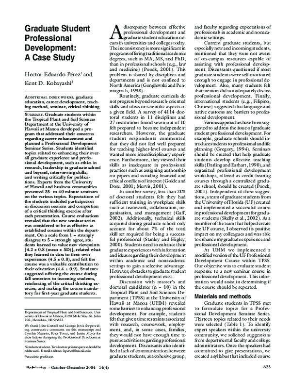 (PDF) Graduate Student Professional Development: A Case Study