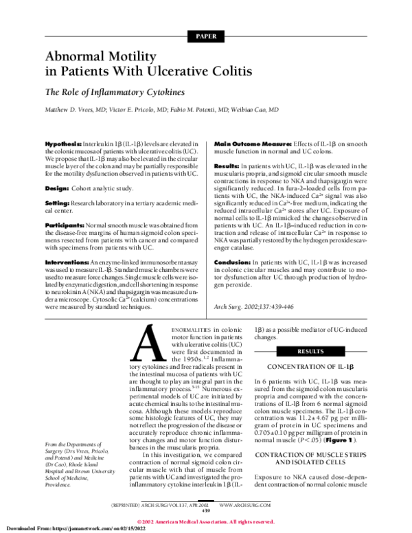 (PDF) Abnormal Motility in Patients With Ulcerative Colitis