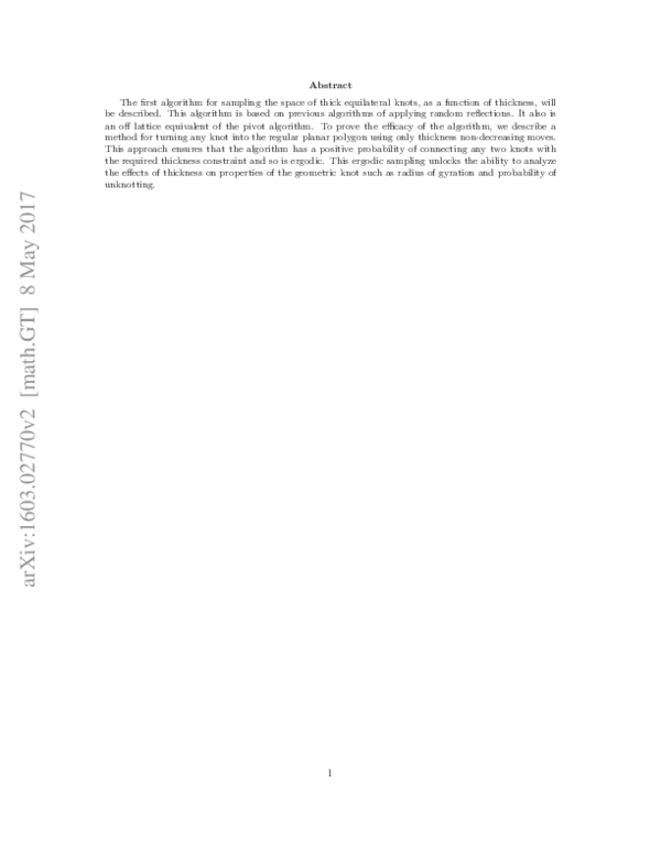 Pdf An Ergodic Algorithm For Generating Knots With A Prescribed