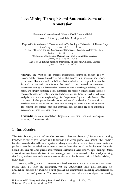 (PDF) Mining Through Semi Automatic Semantic Annotation | Nicola Zeni - Academia.edu