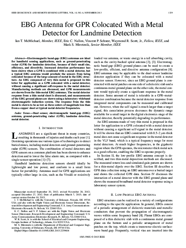 Pdf Antenna Development And A Stepped Frequency Gpr System For Landmine Detection Zhaofa
