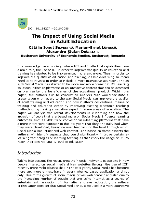 (PDF) The Impact of Using Social Media in Adult Education