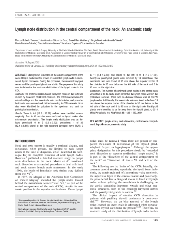 (PDF) Lymph node distribution in the central compartment of the neck ...